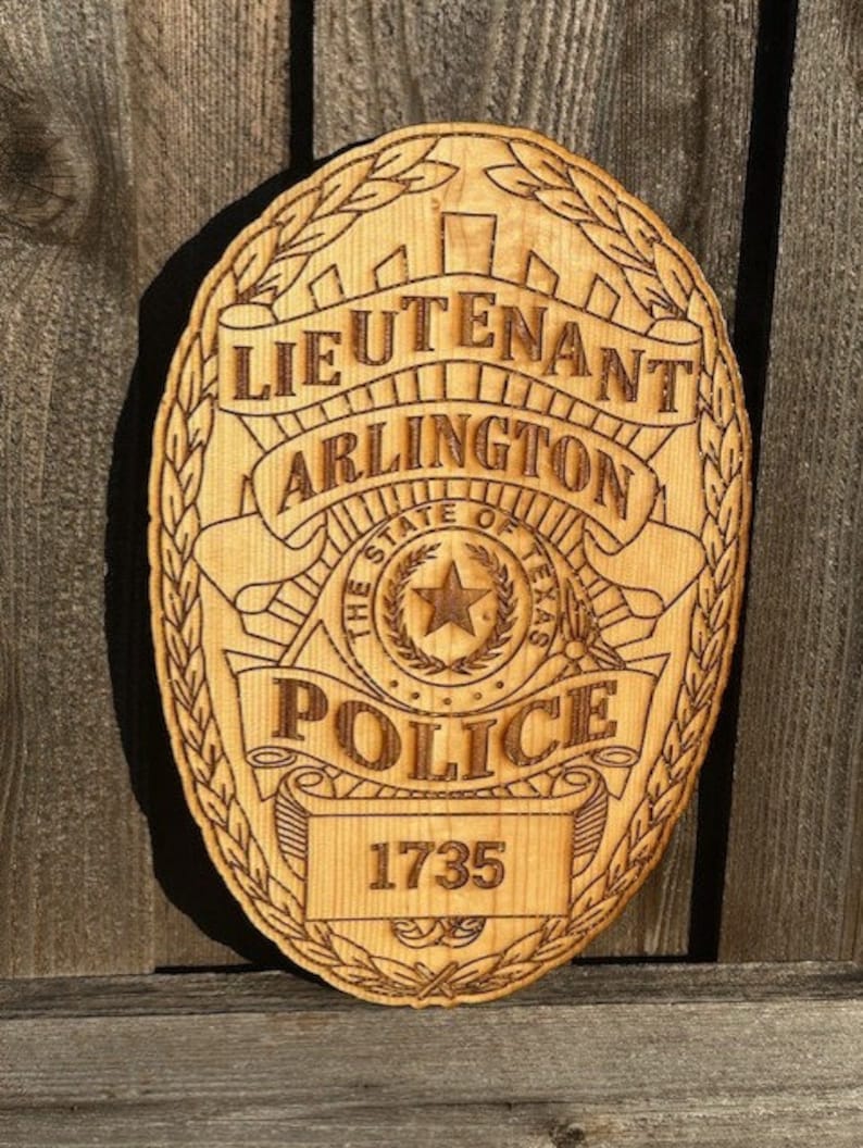Large Wooden Police Badge Plaque Personalized Custom Engraved Wall ...