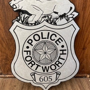 Large Wooden Police Badge Plaque Personalized Custom Engraved Wall ...