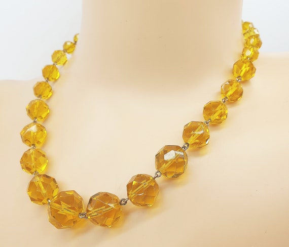 Vintage 1940s/50s Czech Bohemian Orange Faceted Glass… - Gem