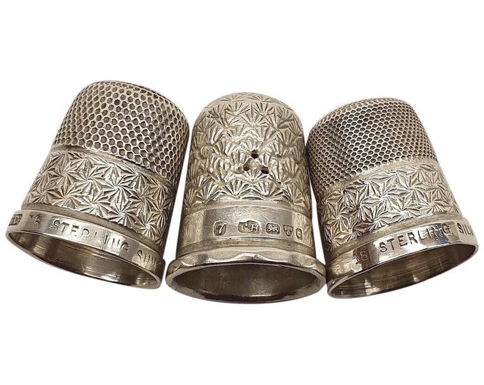 Three Antique Victorian Sterling Silver Thimbles - One by Charles ...