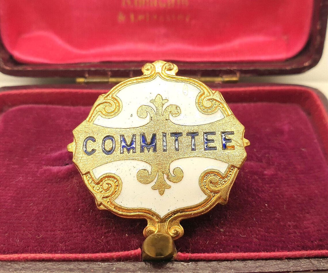 Vintage 1930s/40s Brass and White Enamel Committee Members Club Badge ...