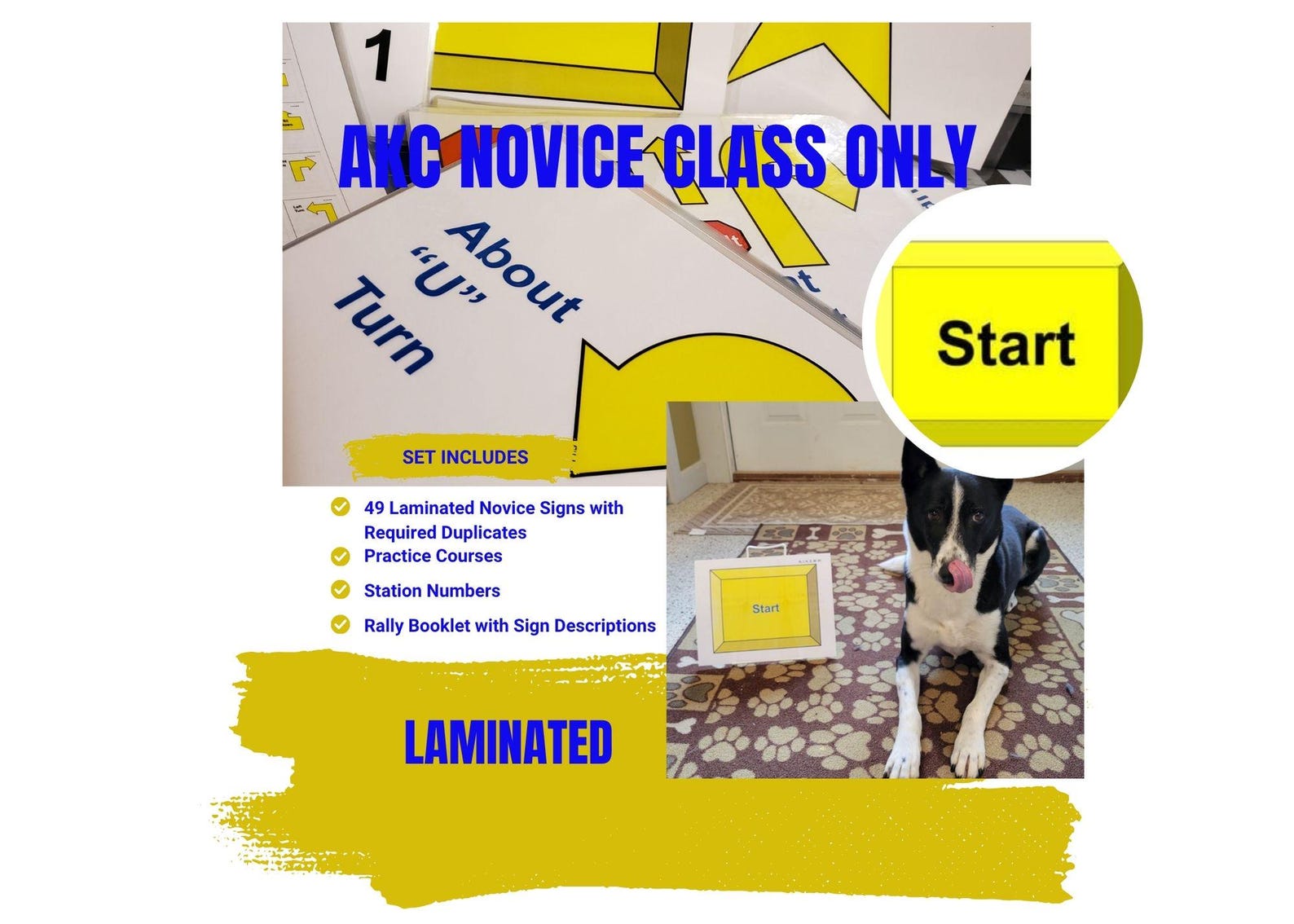 AKC Rally NOVICE Laminated Sign Set With Practice Courses - Etsy