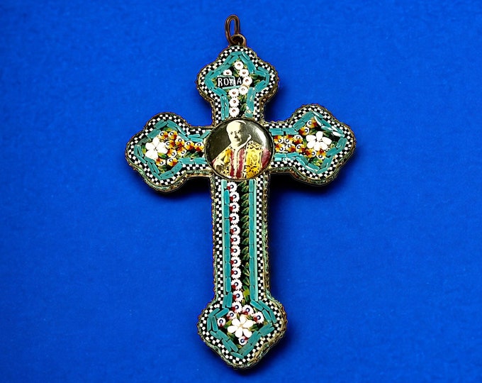 Antique Micro Mosaic Cross, Pope Pius XI - Etsy