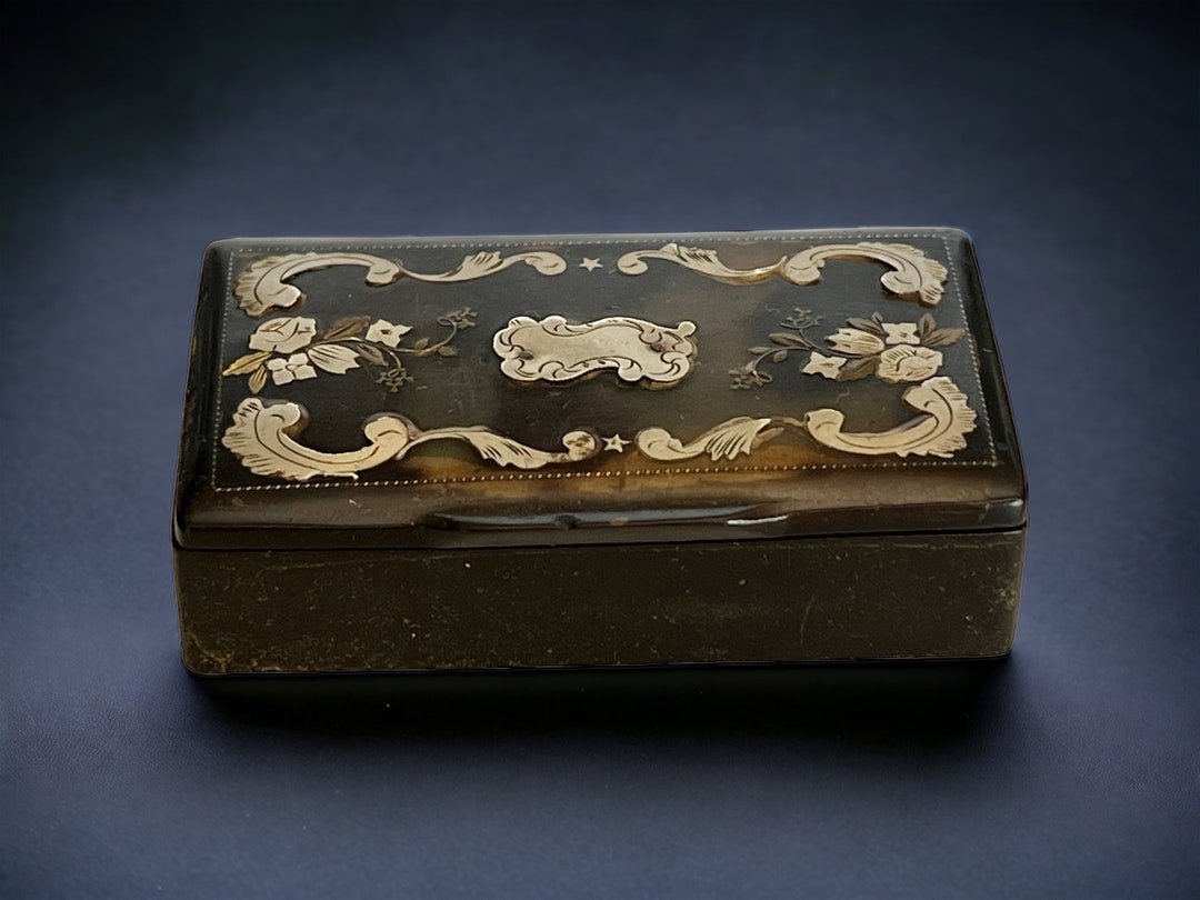 Victorian Snuff Box With Silver Inlay - Etsy