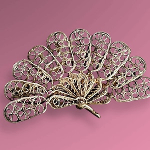 Vintage Filigree Brooch With Fan Shape - Etsy