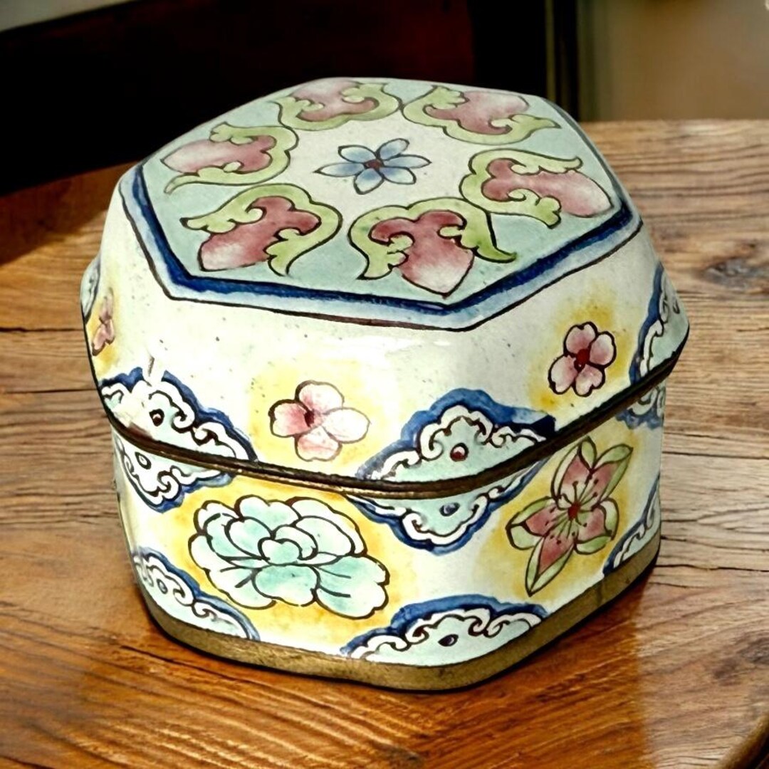 Vintage Enamel Box With Floral Decoration - Etsy