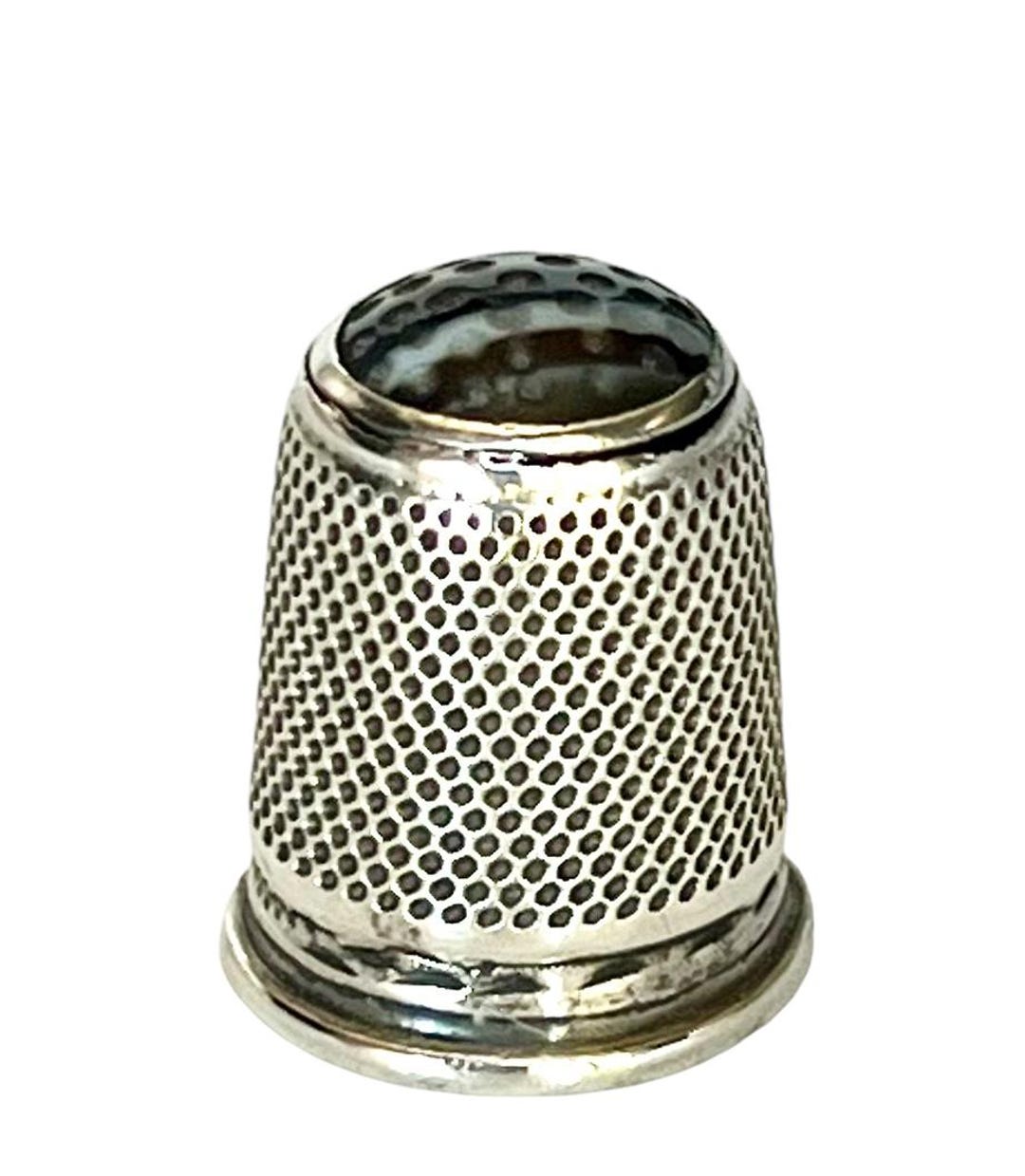 Vintage Silver Thimble With Glass Top - Etsy