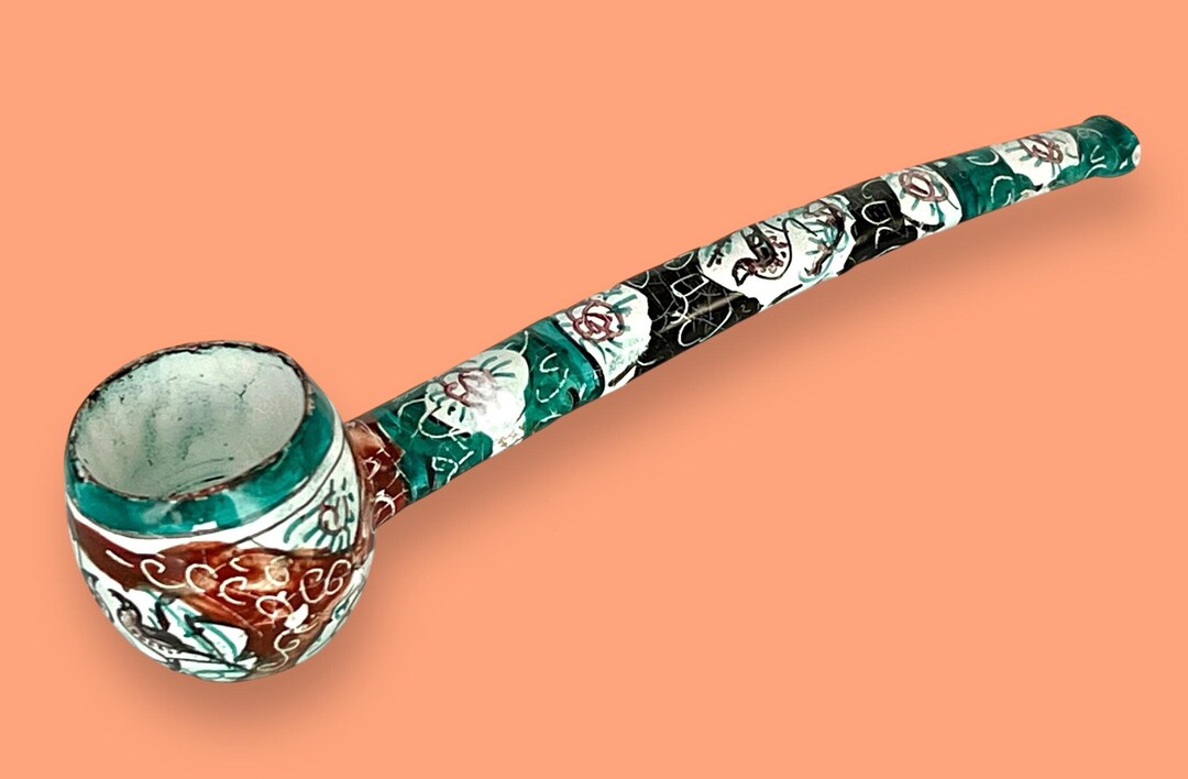 Antique Enamel Smoking Pipe With Hand Painted Decoration - Etsy