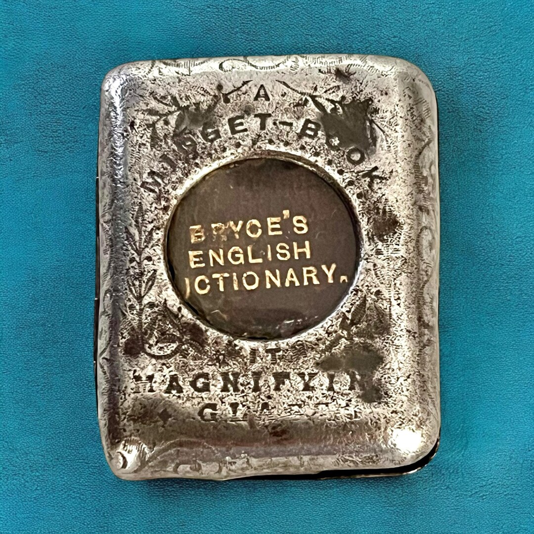 Antique Miniature English Dictionary in Metal Case With Magnifying ...