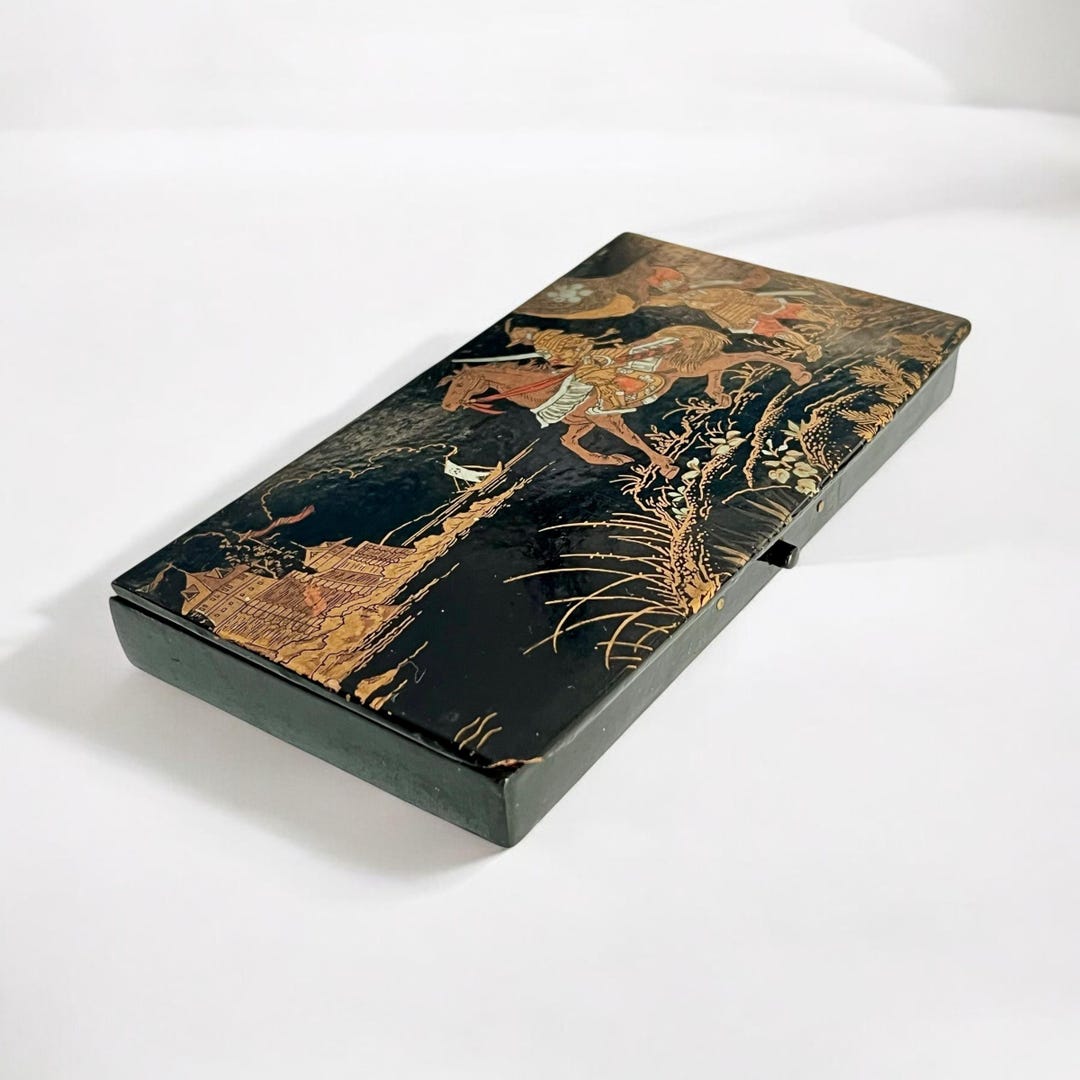 Antique Lacquer Box With Japanese Scene and Little Compartments - Etsy