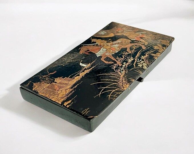 Antique Lacquer Box With Japanese Scene and Little Compartments - Etsy
