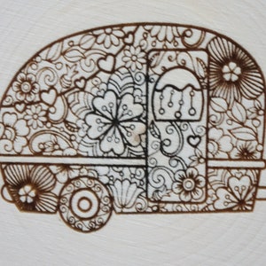 Color Your Own Wood Slice Mandala Camper, Coloring Craft Kit, DIY ...