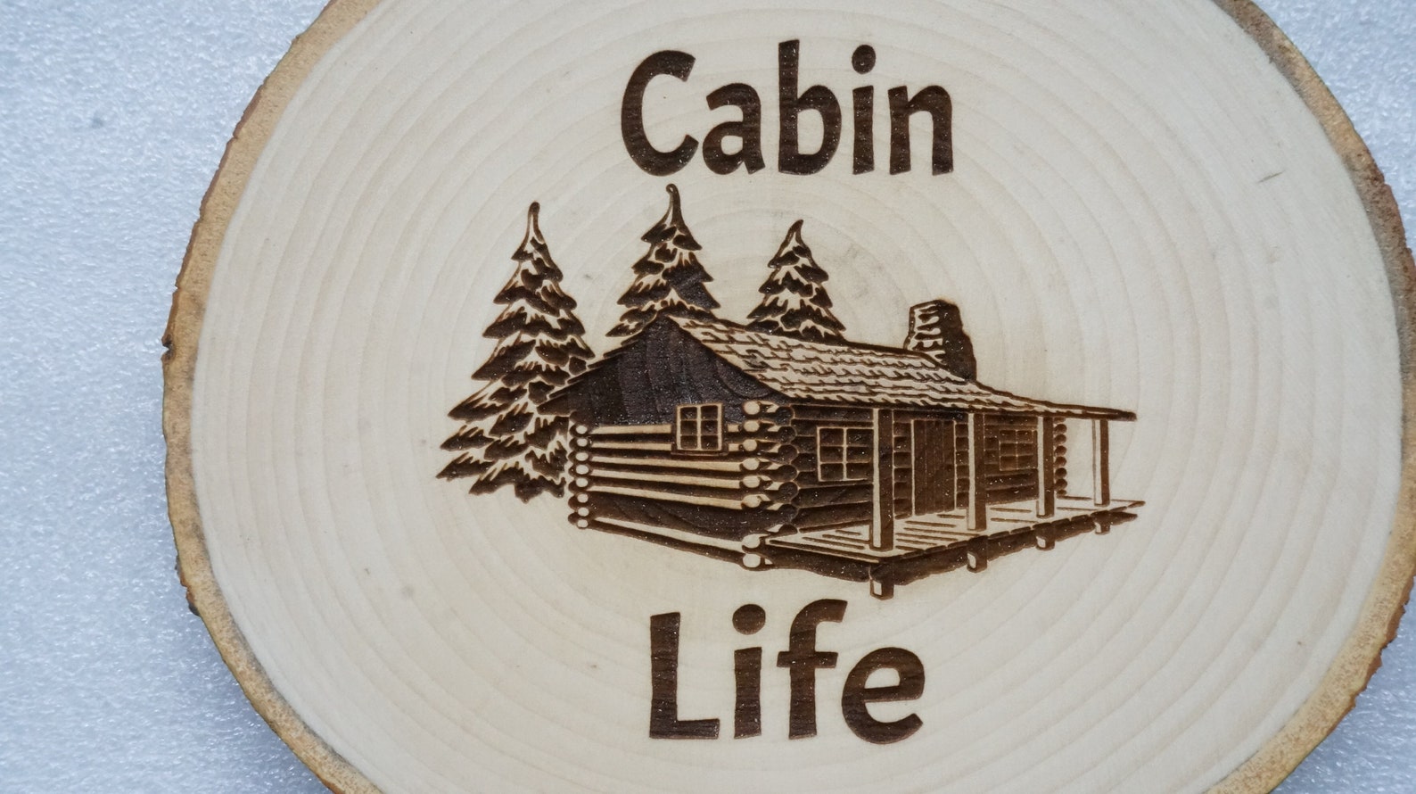 Cabin Life Log Cabin Wood Slice Plaque Laser Engraved Log - Etsy