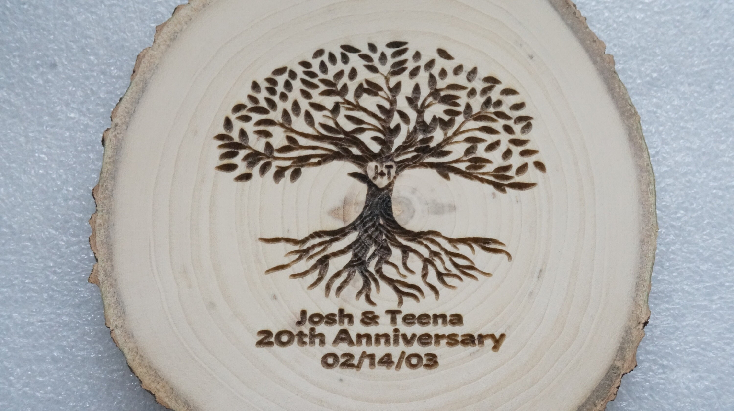 Custom Tree With Heart Initials Anniversary Wood Slice - Etsy