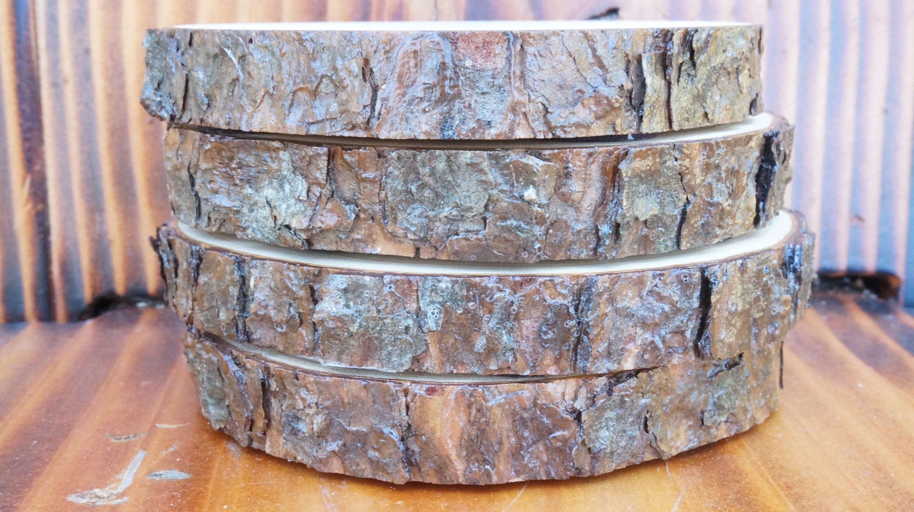 Pine wood slice drink coasters set of 4 coffee lover gift | Etsy