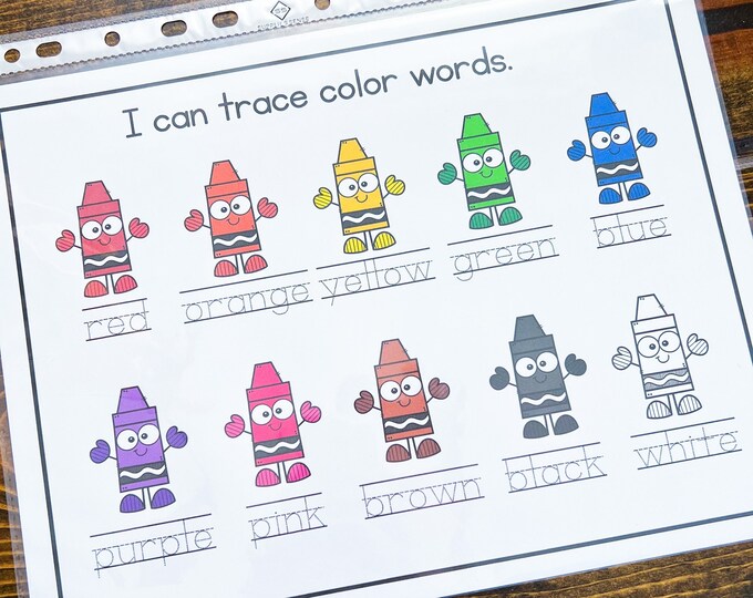 Trace Color Words Printable, Learning Binder Page, Busy Binder, Toddler ...
