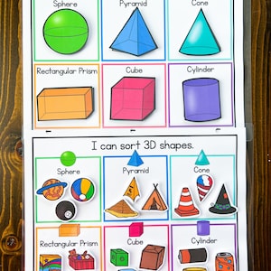 3D Shape Sort Activity Pages, Geometry, Toddler Busy Binder, Homeschool ...