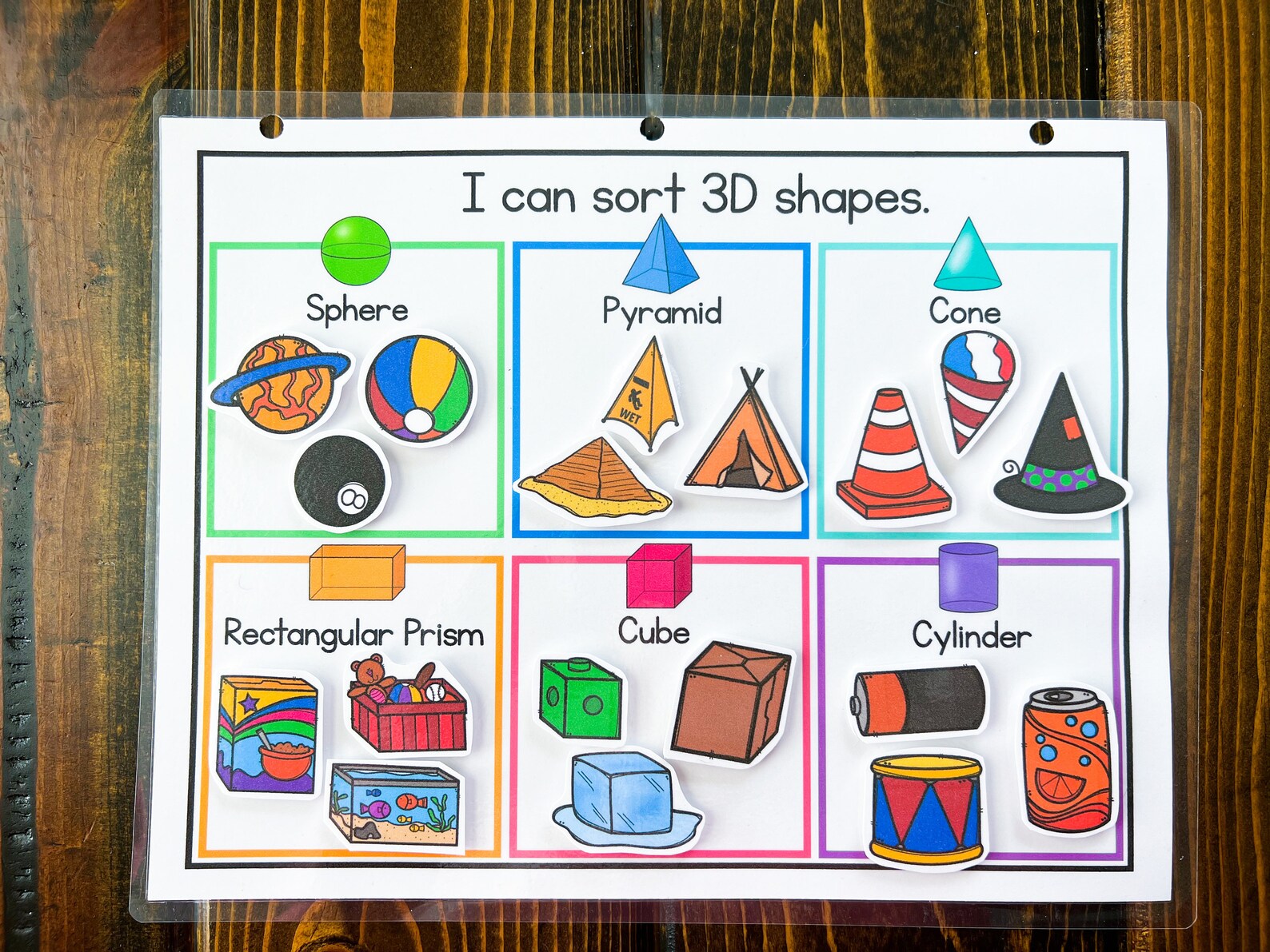 3D Shape Sort Activity Pages, Geometry, Toddler Busy Binder, Homeschool ...