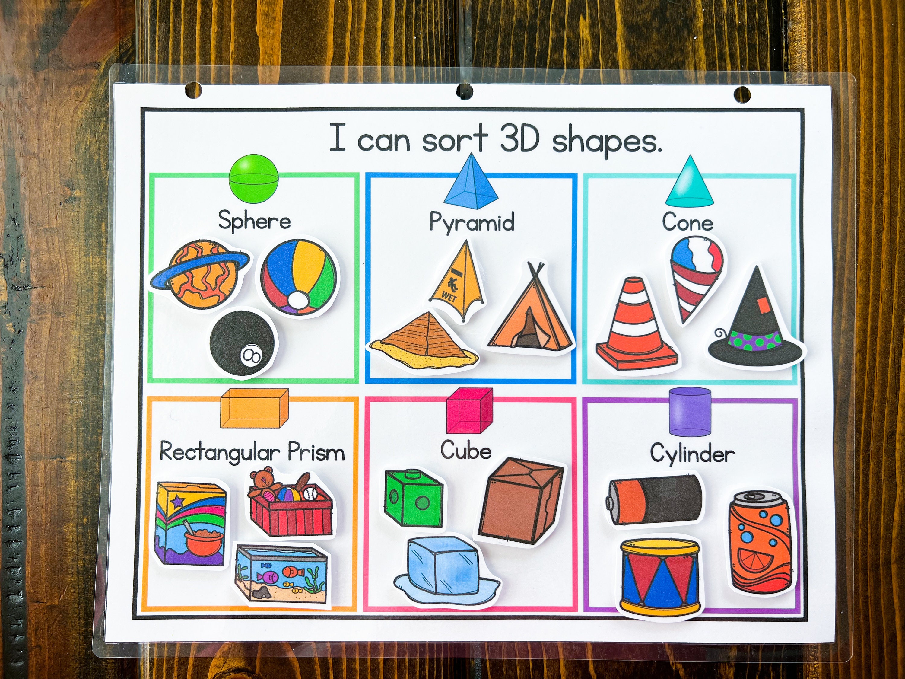 3D Shape Sort Activity Pages, Geometry, Toddler Busy Binder, Homeschool ...