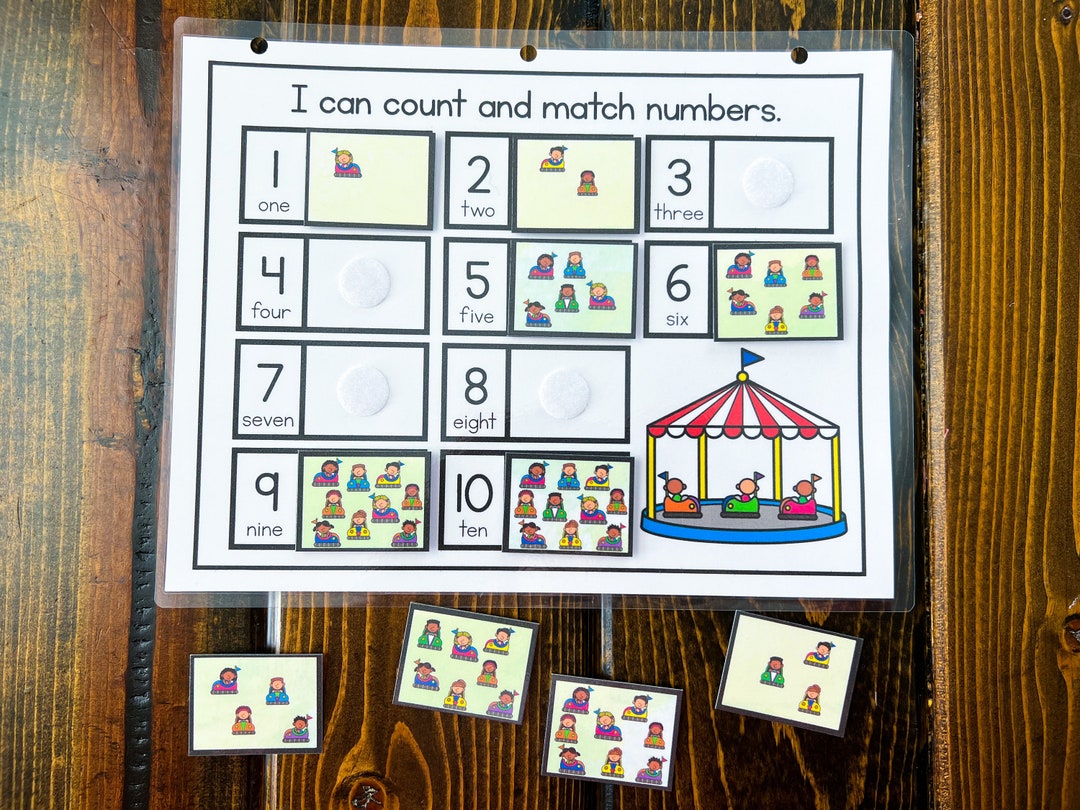 Counting Activity Page, Match Numbers, Toddler Busy Binder, Homeschool ...