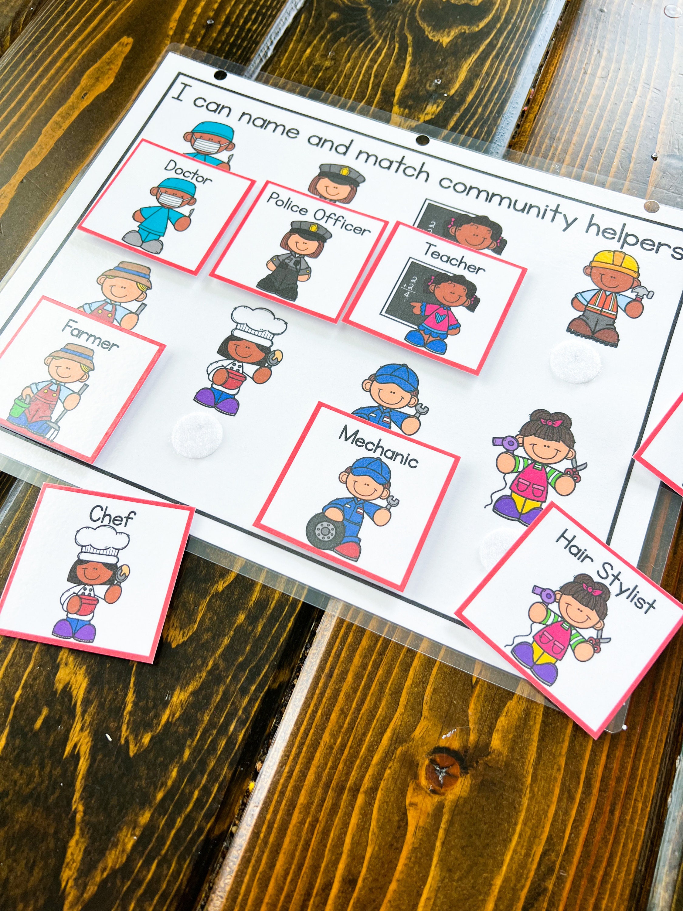 Community Helper Matching Game, Toddler Binder, Learning Binder, Busy ...