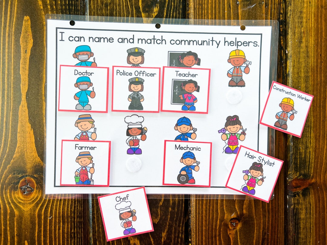 Community Helper Matching Game, Toddler Binder, Learning Binder, Busy ...