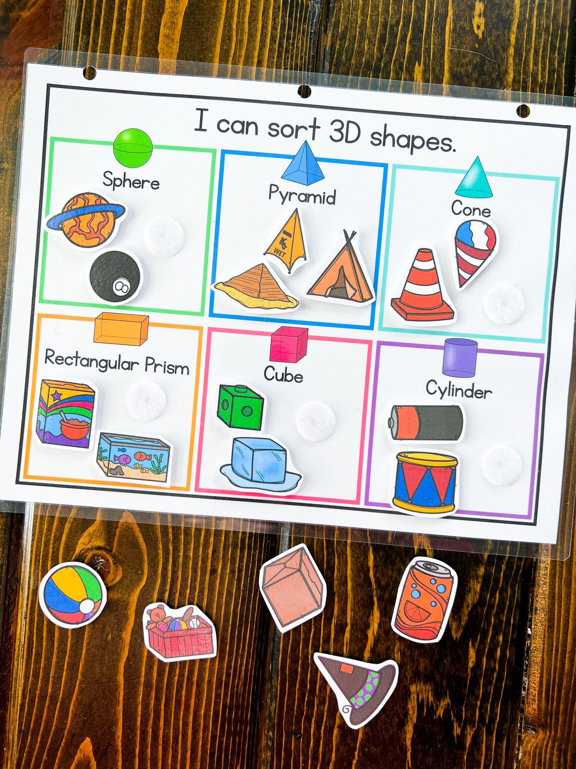 3D Shape Sort Activity Pages, Geometry, Toddler Busy Binder, Homeschool ...