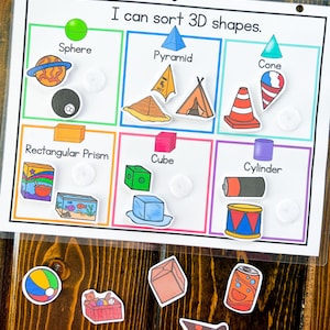 3D Shape Sort Activity Pages, Geometry, Toddler Busy Binder, Homeschool ...