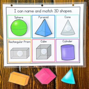 3D Shape Sort Activity Pages, Geometry, Toddler Busy Binder, Homeschool ...