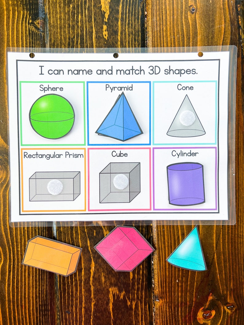 3D Shape Sort Activity Pages, Geometry, Toddler Busy Binder, Homeschool ...
