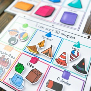3D Shape Sort Activity Pages, Geometry, Toddler Busy Binder, Homeschool ...