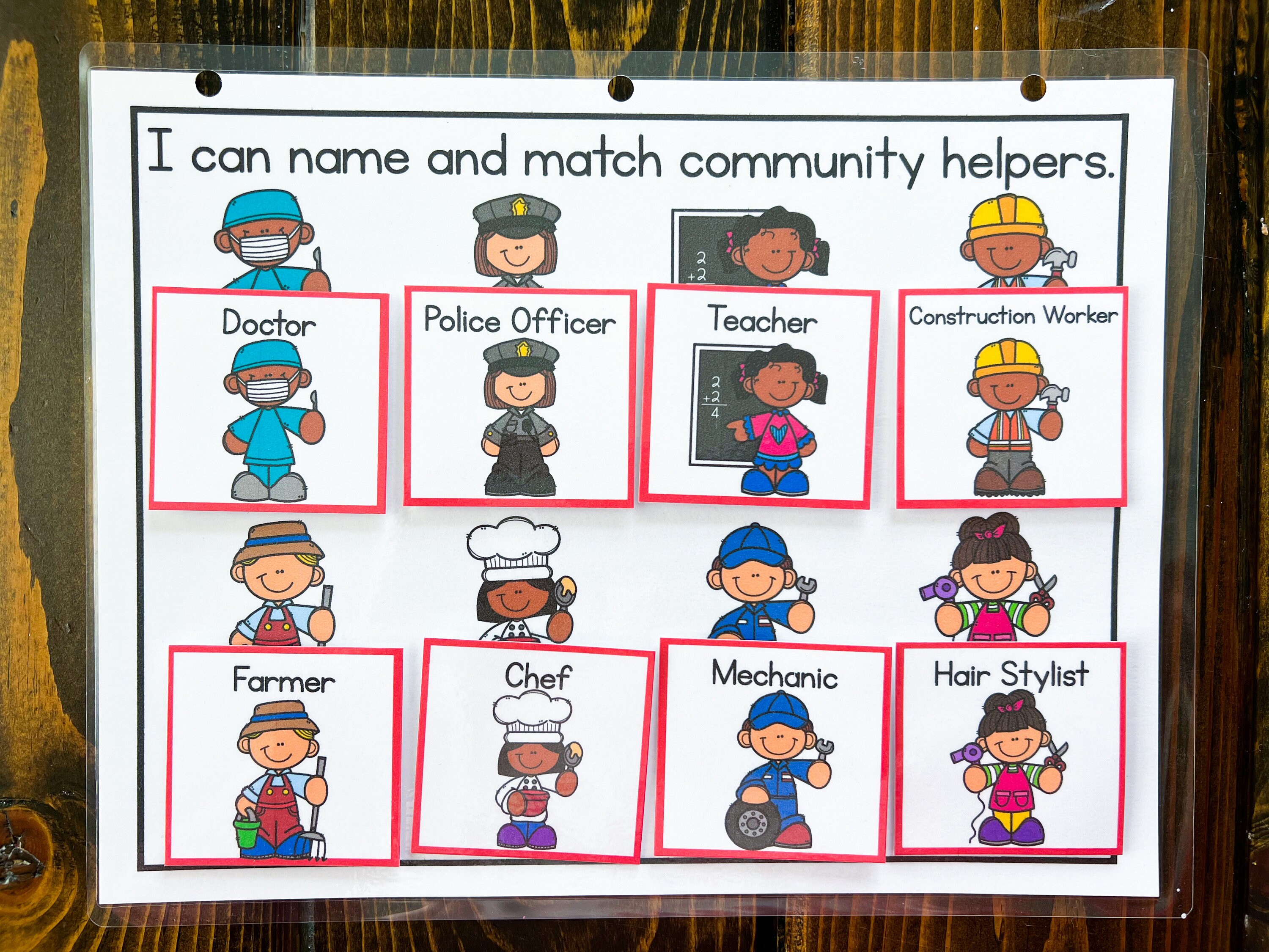 Community Helper Matching Game, Toddler Binder, Learning Binder, Busy ...