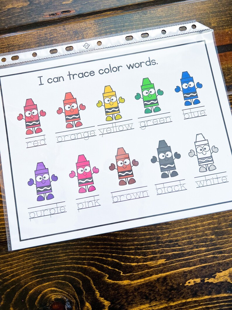 Trace Color Words Printable, Learning Binder Page, Busy Binder, Toddler ...