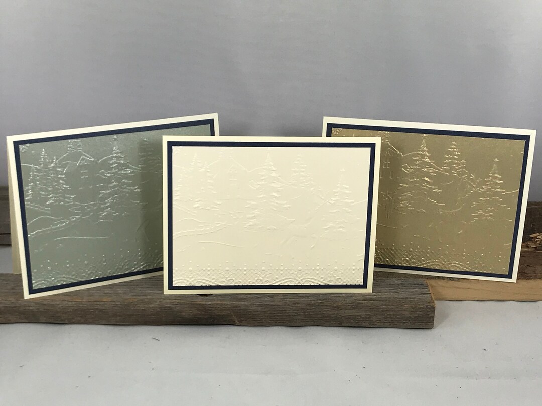 3 Handmade Embossed Christmas Cards - Etsy
