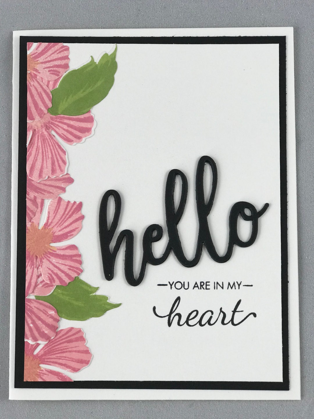 Handmade Floral Hello Blank Card - Etsy