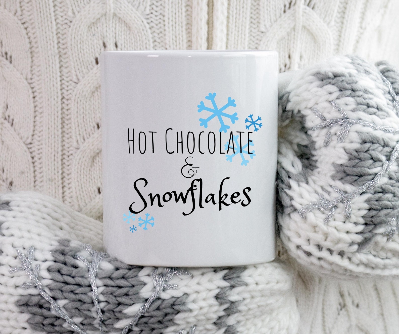 Snowflake Mug ǀ Hot Chocolate & Snowflakes Mug ǀ Holiday Gifts ǀ Winter ...