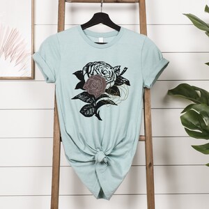 Valentine Rose Tshirt ǀ Victorian Rose Ladies Tee ǀ Graphic Floral ...