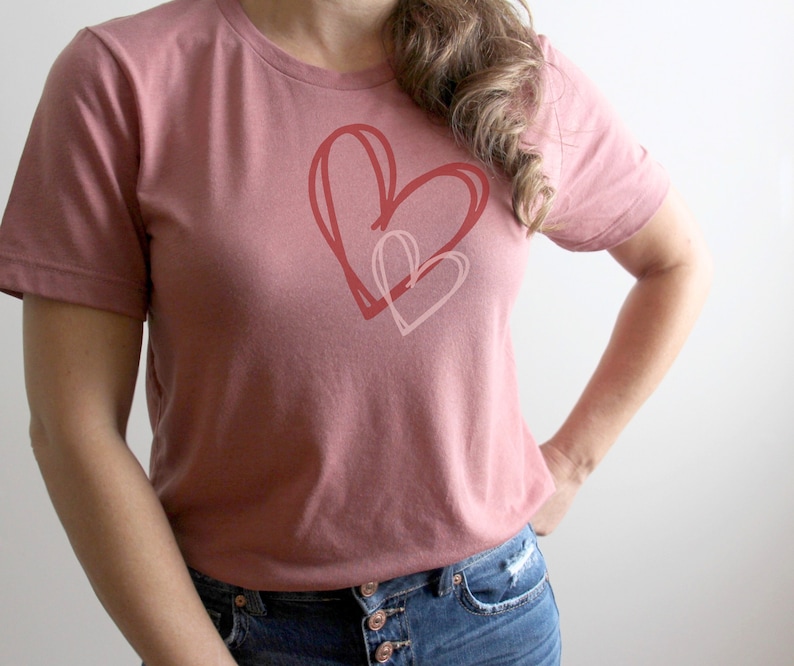 Double Hearts T-shirt, Red and Pink Valentine's Tee - Etsy