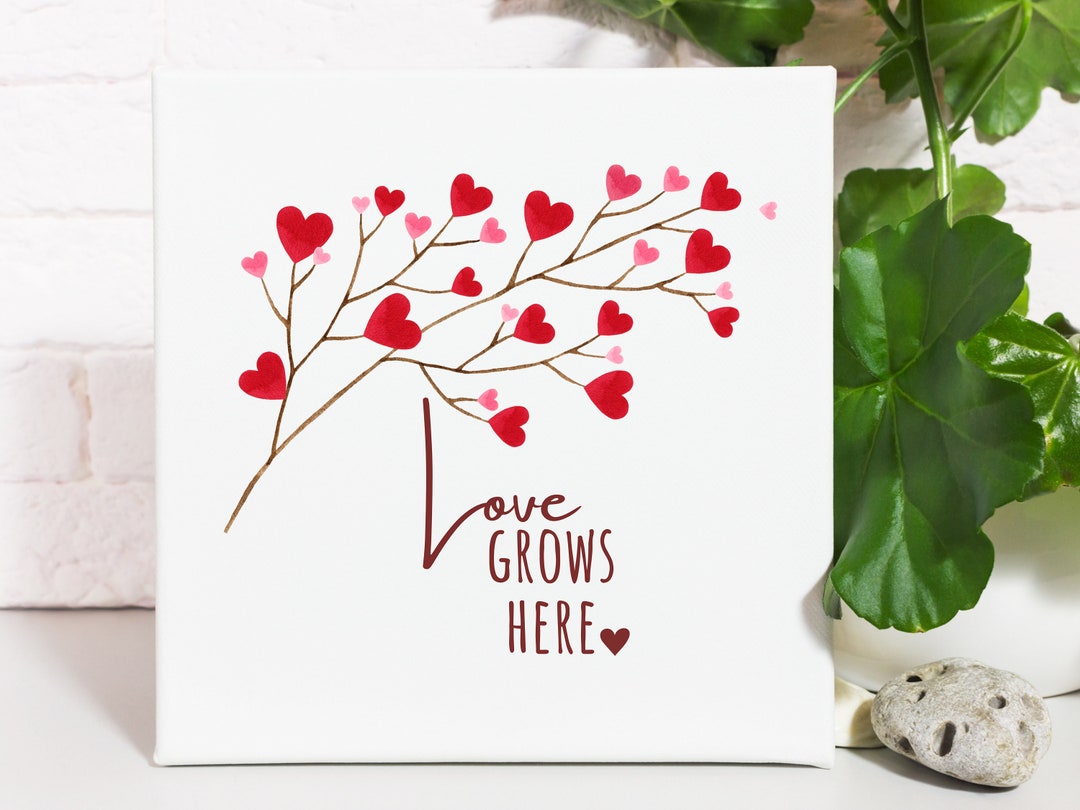 Valentines Day Decor ǀ Wall Art Canvas for Valentine ǀ Love Grows Here ...