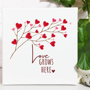 Valentines Day Decor ǀ Wall Art Canvas for Valentine ǀ Love Grows Here ...