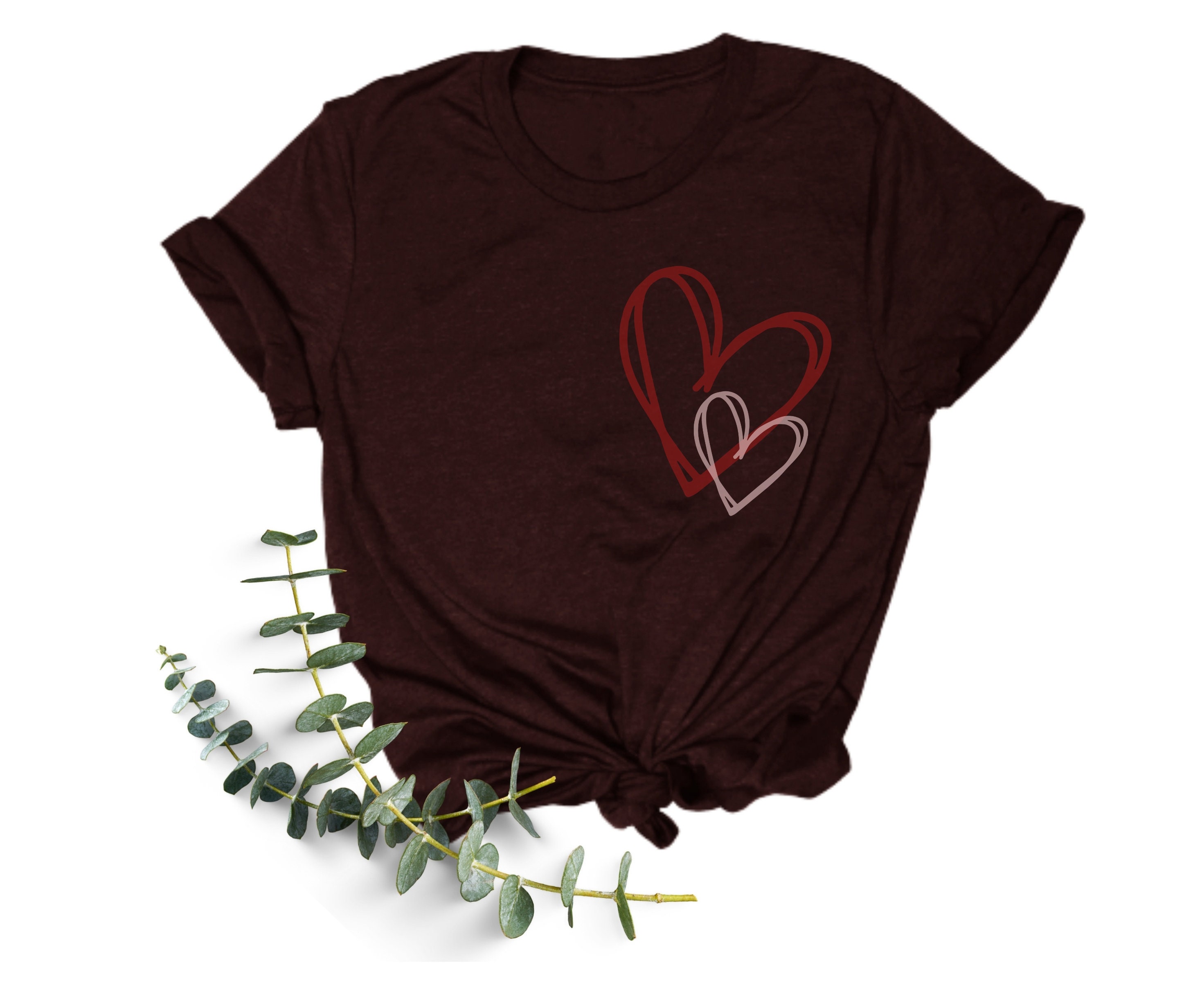 Double Hearts T-shirt, Red and Pink Valentine's Tee - Etsy