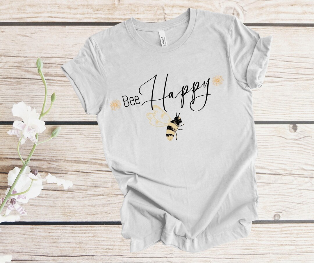 Bee Happy T-shirt, Bee Shirt, Bumblebee Tee, Flower Tee, Boho Shirt - Etsy