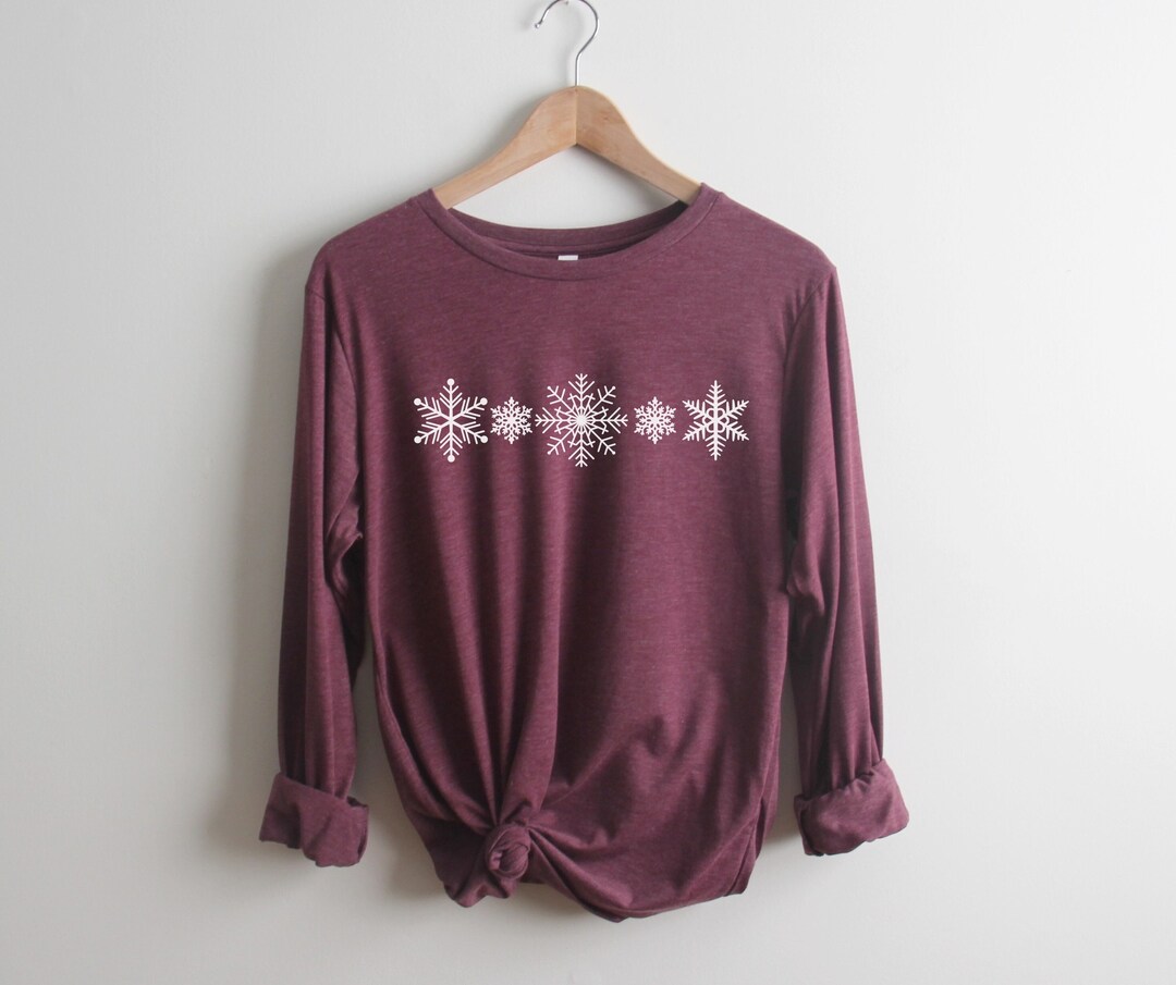 Snowflake Line Shirt ǀ Longsleeve Winter Tshirt ǀ Scandi Snowflakes ...