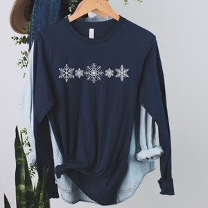 Snowflake Line Shirt ǀ Longsleeve Winter Tshirt ǀ Scandi Snowflakes ...