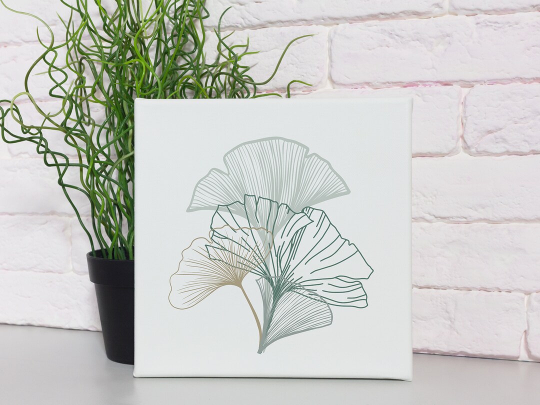 Gingko Leaves Canvas Wall Art, Abstract Botanical Print - Etsy