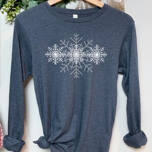 Winter Snowflake Long Sleeve Tee ǀ Scandi Winter Snow T-shirt ǀ Ladies ...