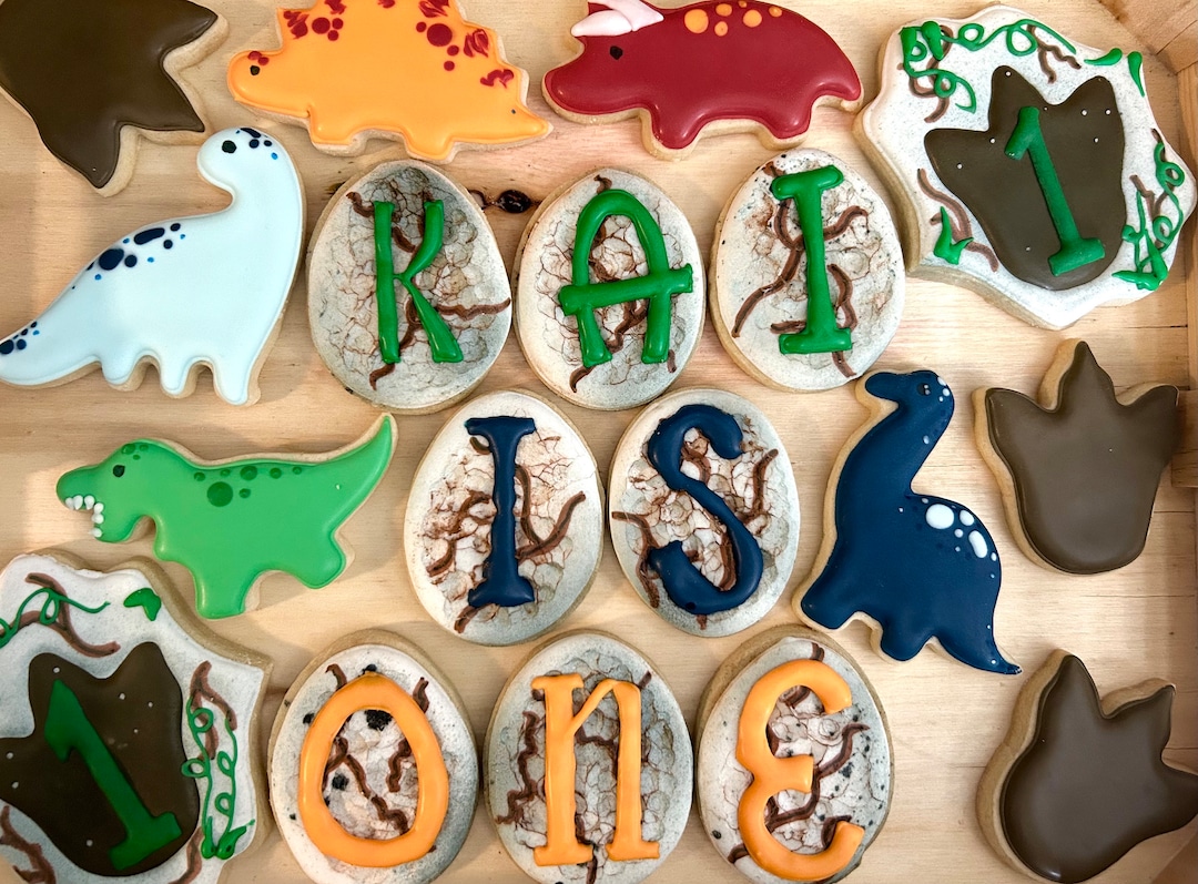 21-count Jurassic Period Dinosaur Custom Iced Cookies - Etsy