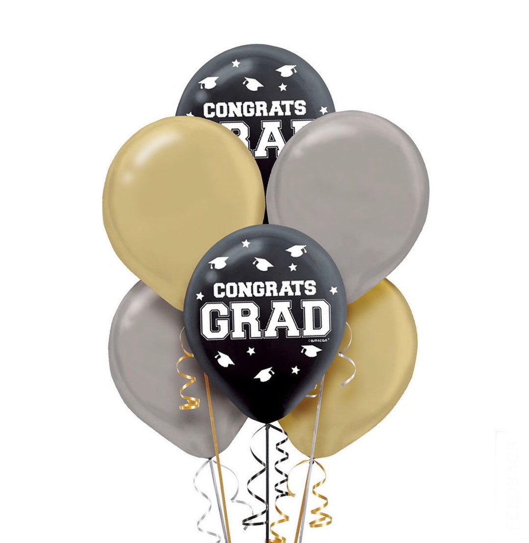 Graduation Balloons 6 Count Graduation Balloons Gold Silver - Etsy