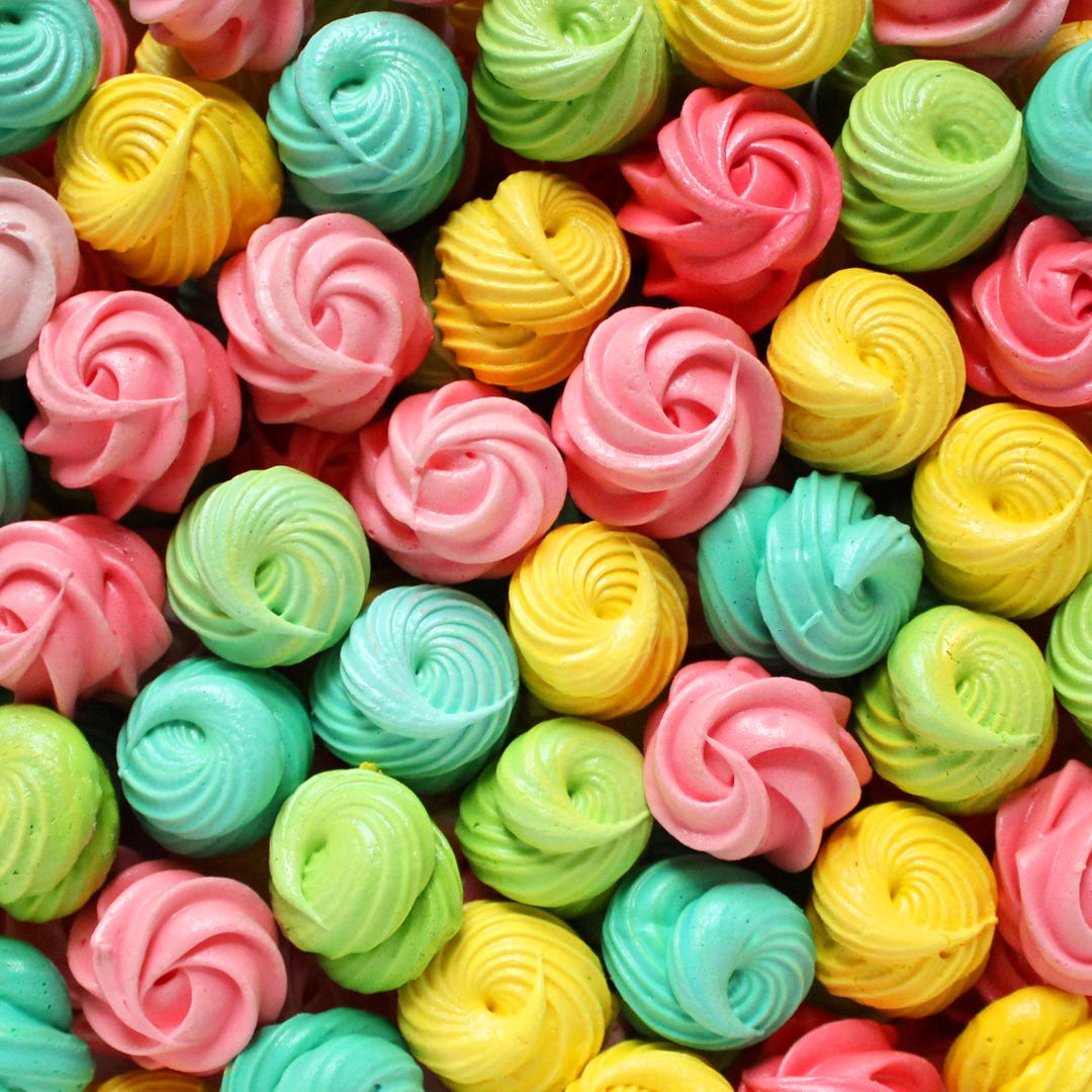 Multicolor Meringue Cookies Pastel Rainbow Cookies Shower Party Favor ...