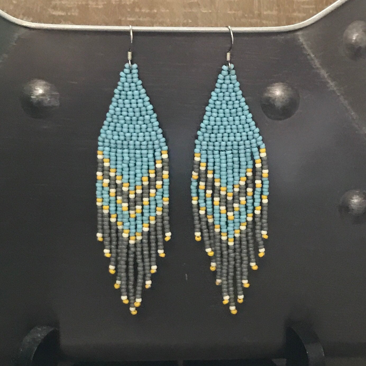 Blue Seed Bead Earrings - Etsy